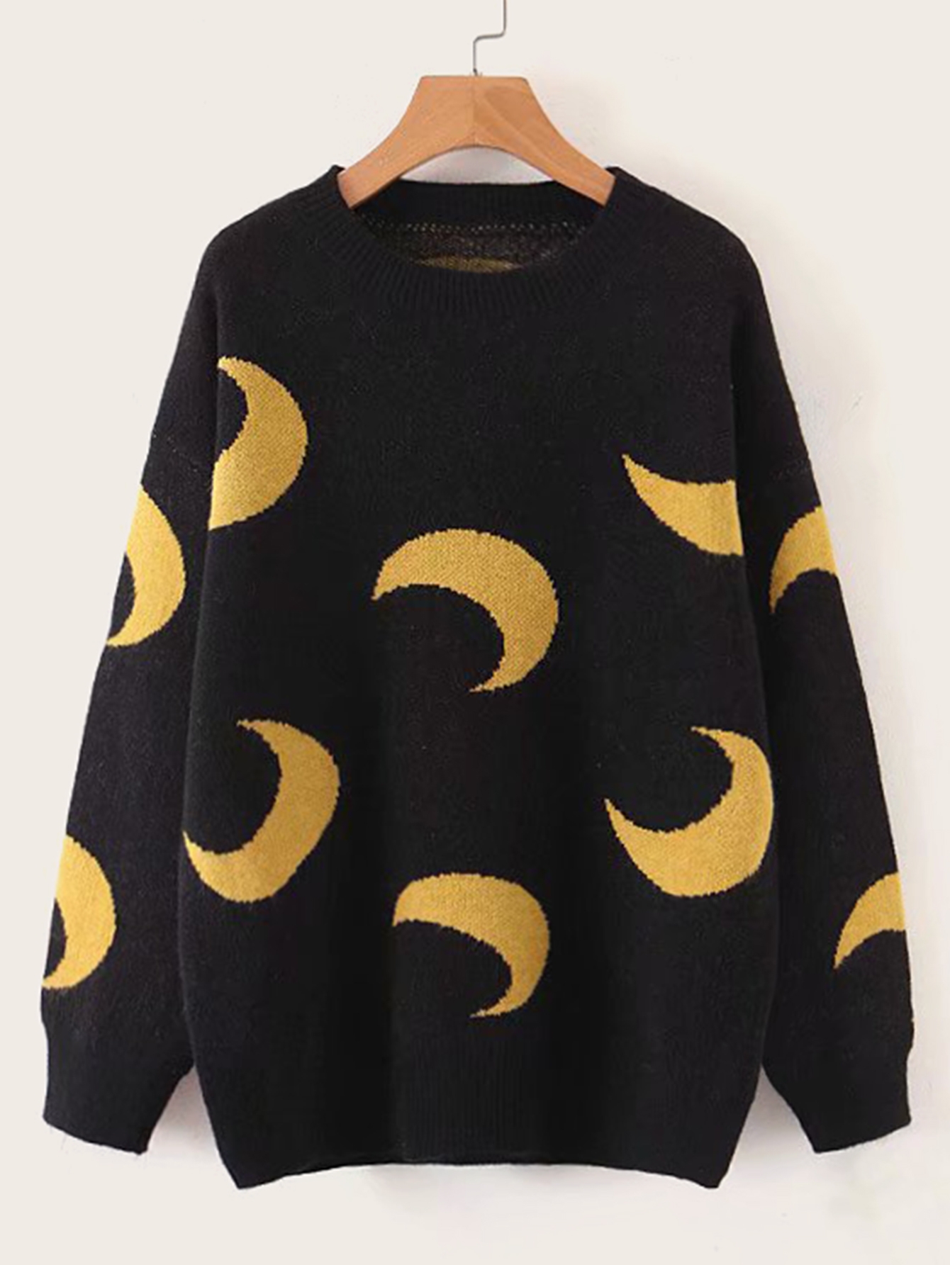Moon Pattern Drop Shoulder Jumper