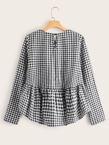 SHEIN Clasi Ruffle Dip Hem Gingham Top | SHEIN USA