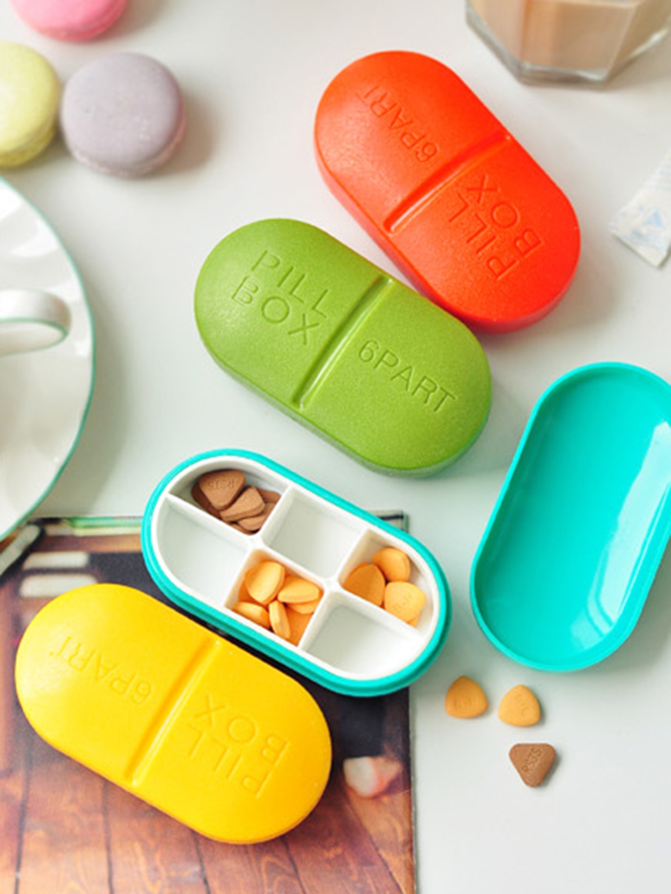 Caja de almacenamiento de pastilla en forma de cápsula 1 pieza