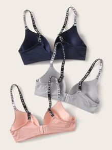 Letter Print Strap Bra Set 3pack Sports | SHEIN USA
