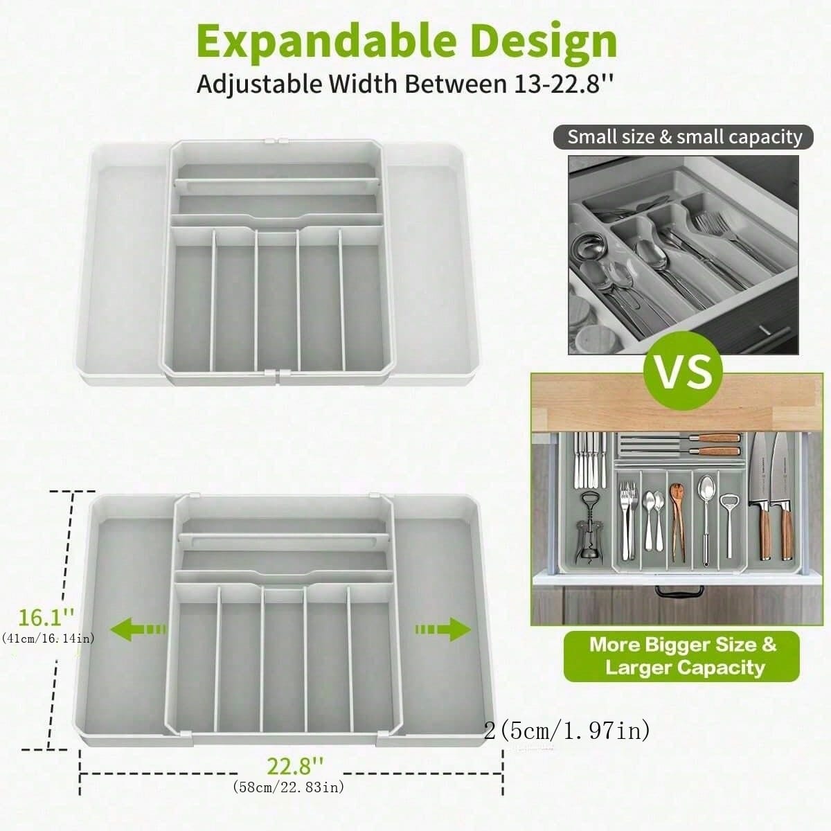 Silverware Drawer Organizer, Expandable Kitchen Utensil Organizer ...