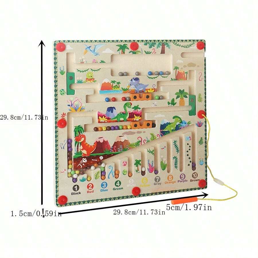 Children's Wooden Scene Magnetic Bead Maze Writing & Running Pen ...