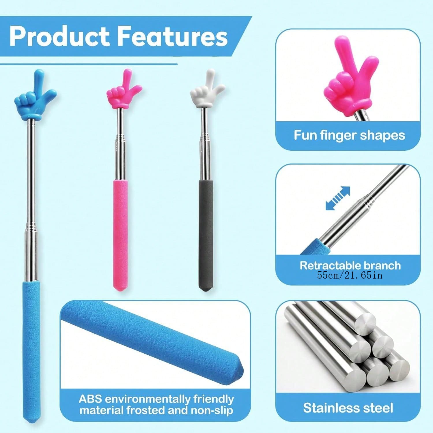 68cm Telescopic Finger Reading Stick Children's Reading Finger Stick ...