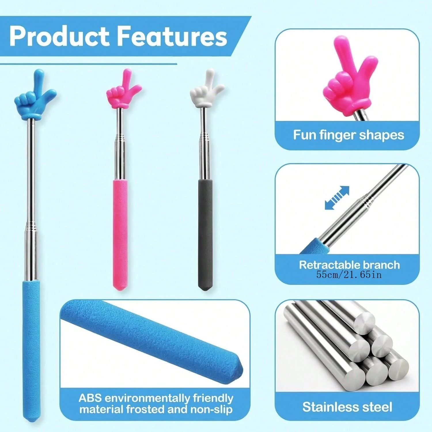 68cm Telescopic Finger Reading Stick Children's Reading Finger Stick ...