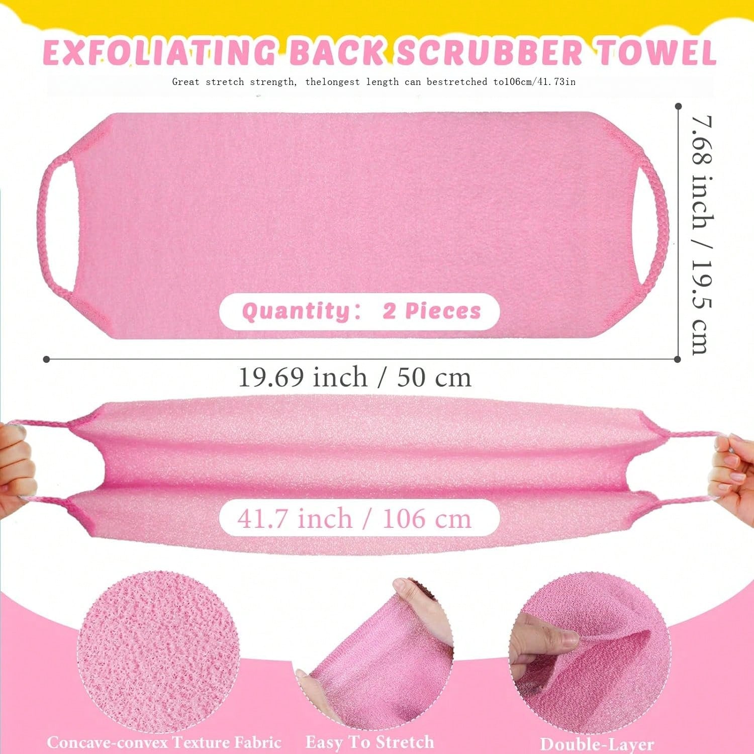 Back Scrubber With Handles 1 Packs Nylon Back Exfoliator Extended ...