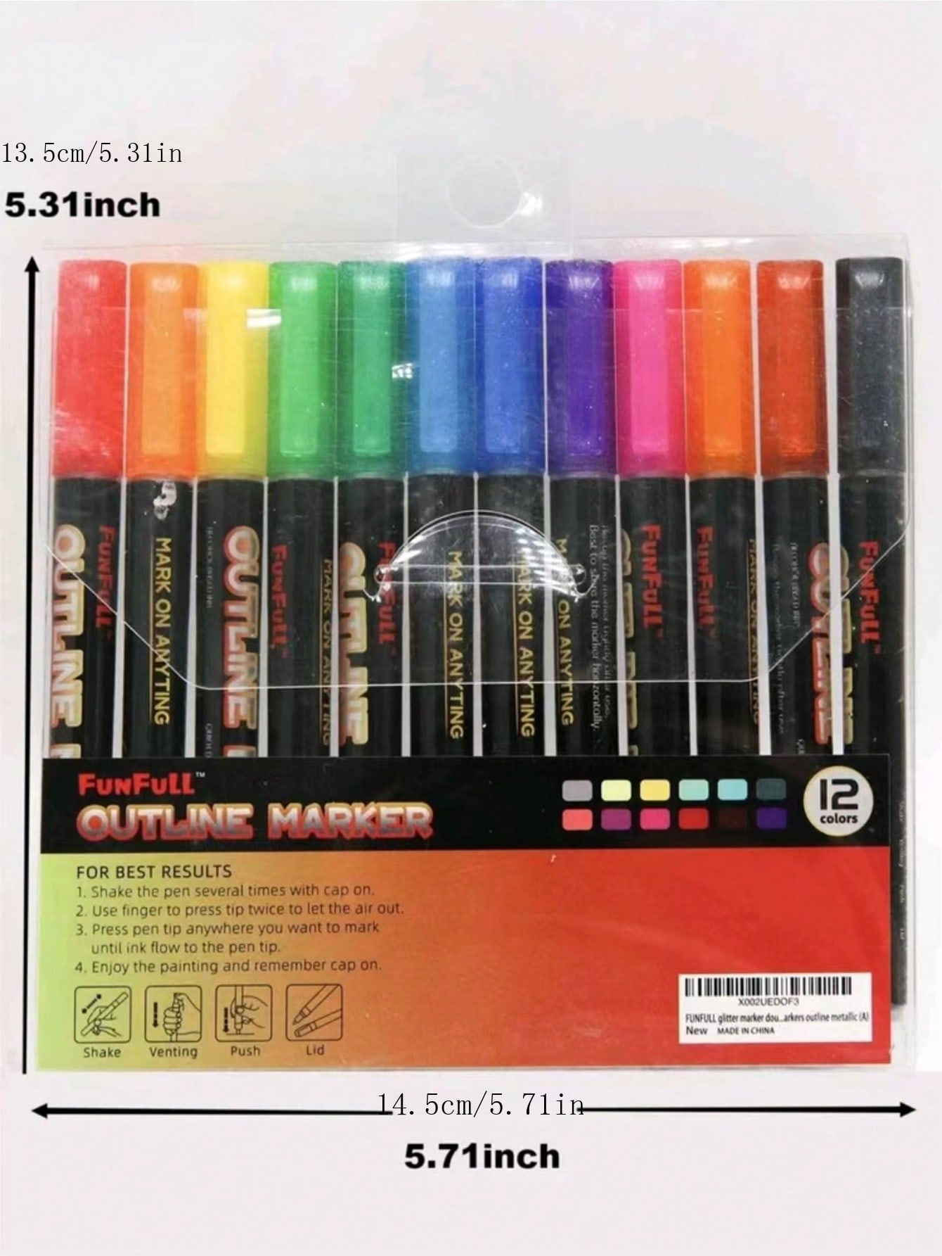 1 Set/8 Colors/12 Colors Double Line Outline Highlighter Pen, Marker ...