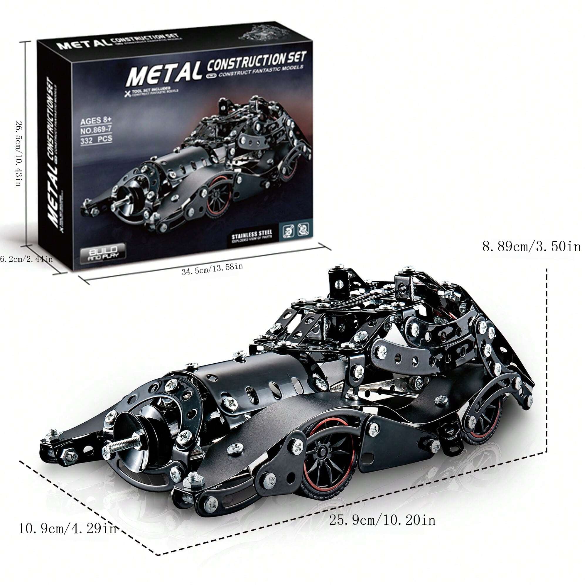 STEM Building Projects Model Car Set, 332 Piece Metal DIY Kit For Kids ...