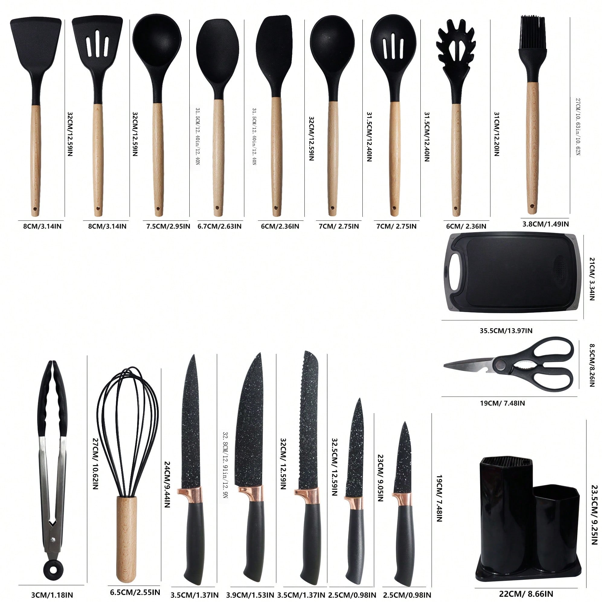 Silicone Kitchen Utensil Set - 19pcs Cooking Utensils Set With Turner ...