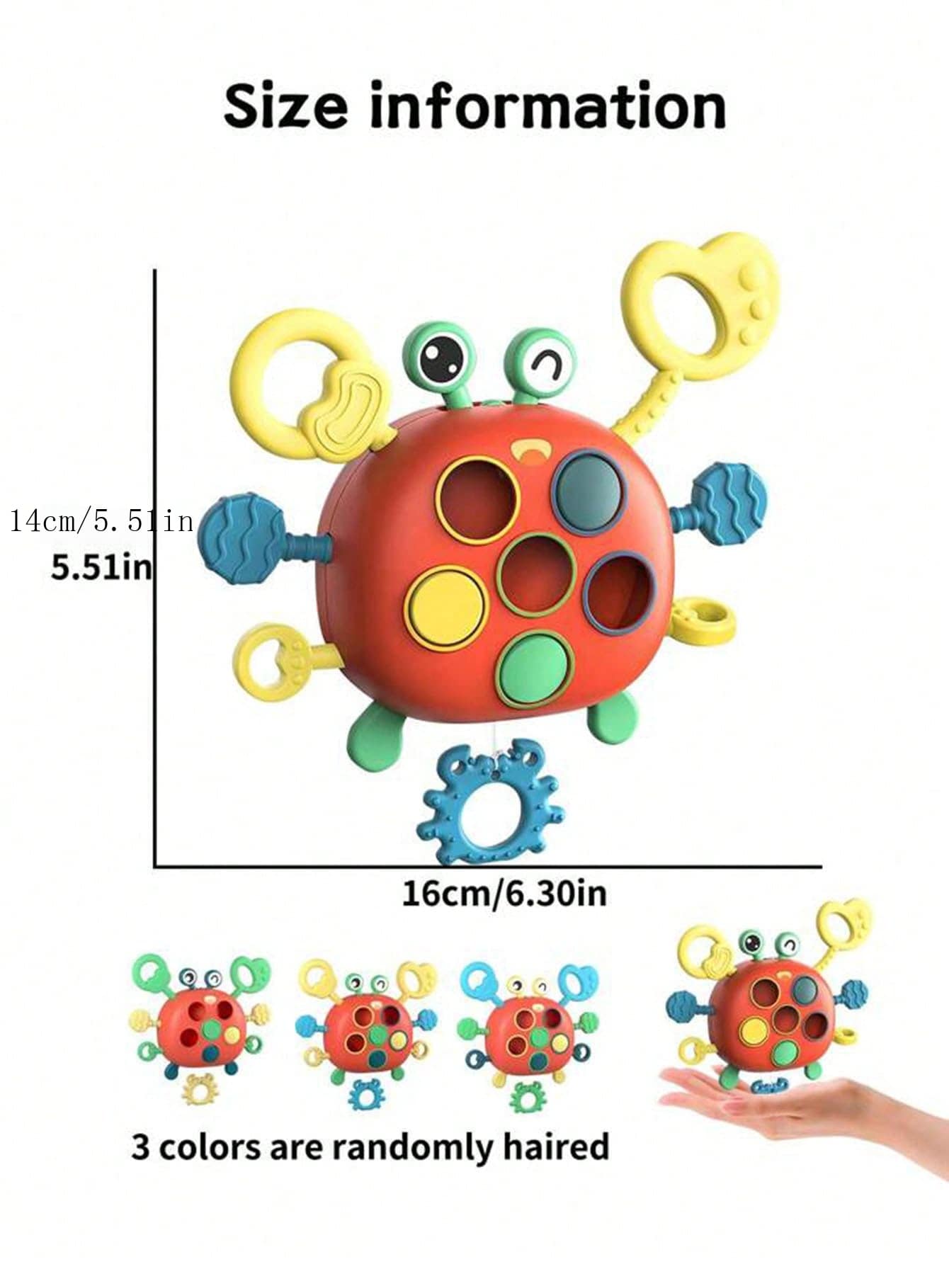 Baby Educational Fine Motor Development Crab Rattle With Teething Toy ...