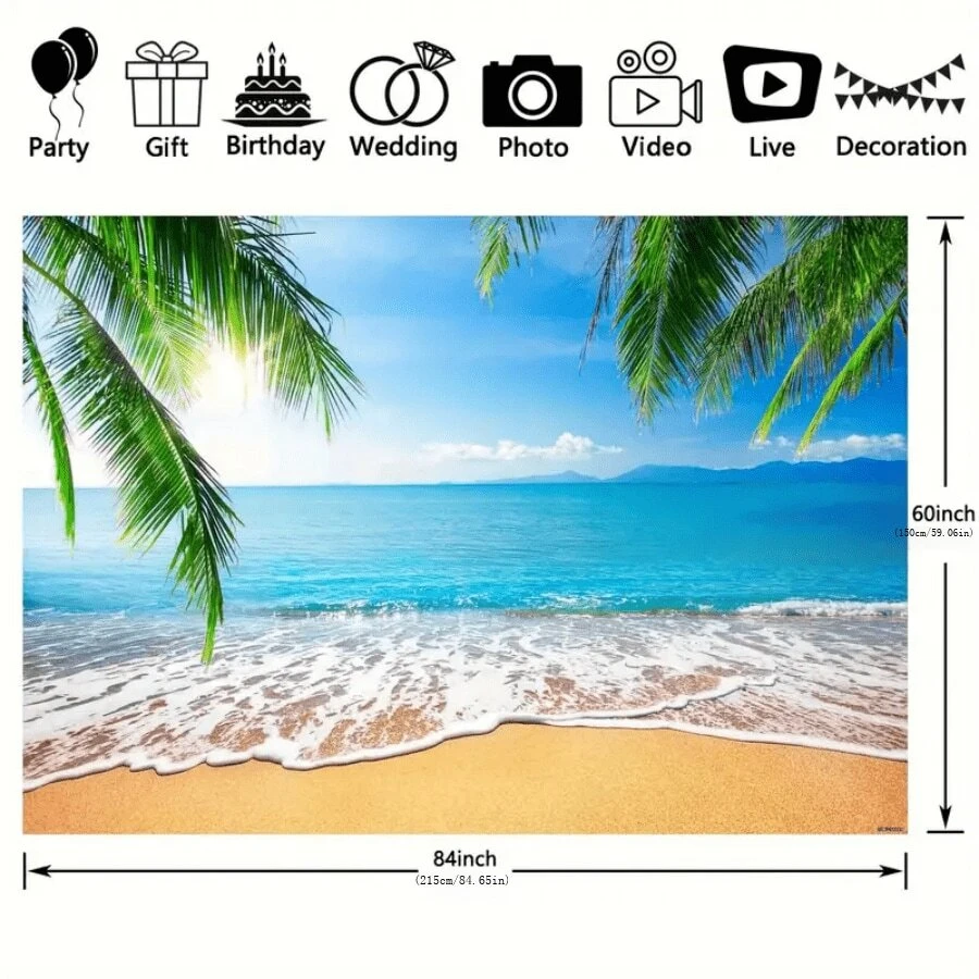 1pc, Summer Hawaii Beach Polyester Photography Backdrop, Tropical ...