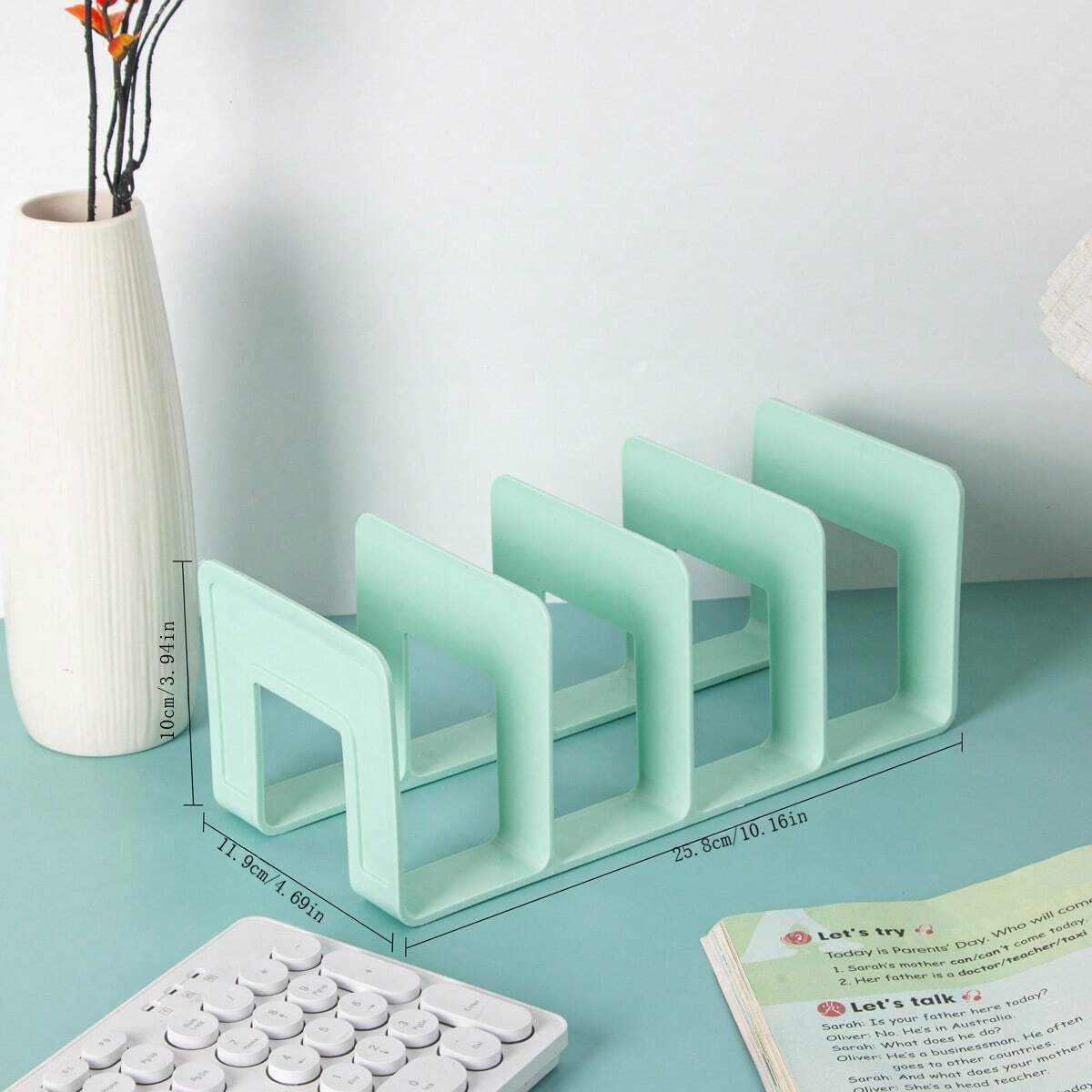 4 Tiers Desktop Bookshelf For Reading, With Dividers & Book Ends ...