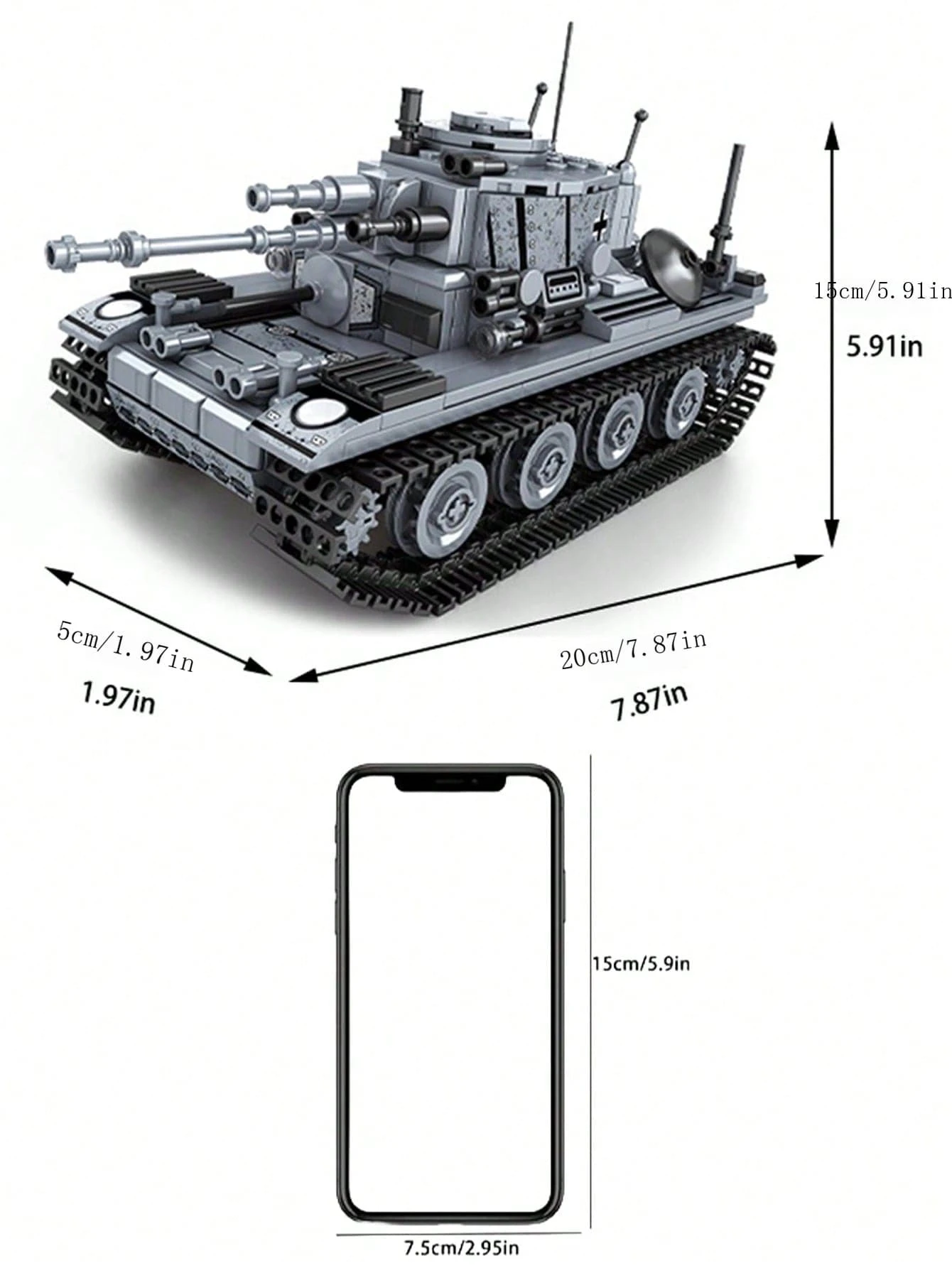 WW2 Tanks Building Blocks Movable Structure T34 T38 DF-21 Missile ...