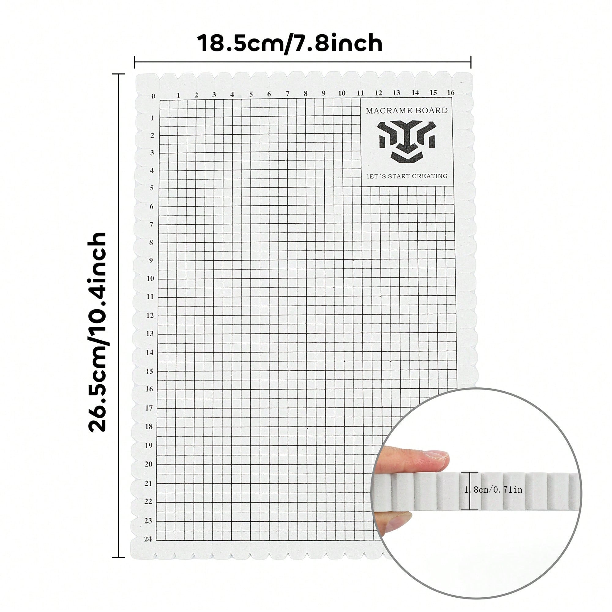 1pc(10.4x7.8in) Macrame Board With Grid Soft Mat For Diy Knitting Cord ...