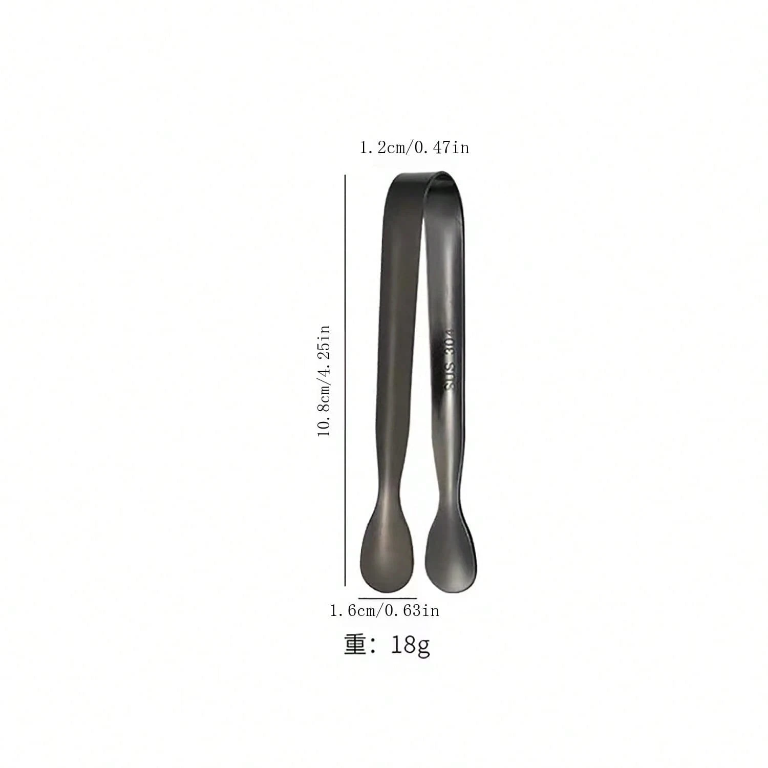 One Piece 304 Stainless Steel Black Ice Tong Coffee Sugar Clip Bar ...