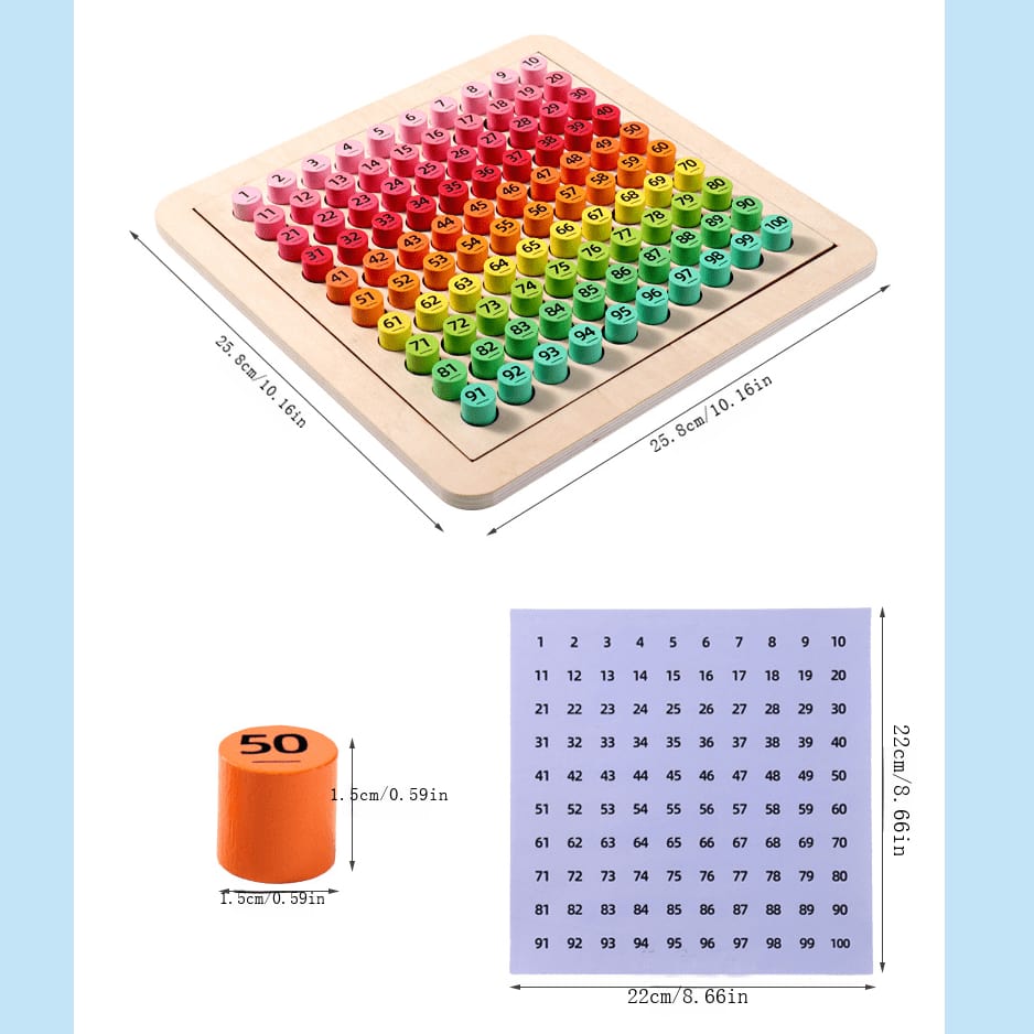 Wooden Montessori Mathematics Toy Set, For Children Ages 1-100. Early ...