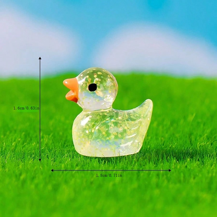 Micro Landscape Miniature Cute Glittery Yellow Duck Figurine Pendant ...