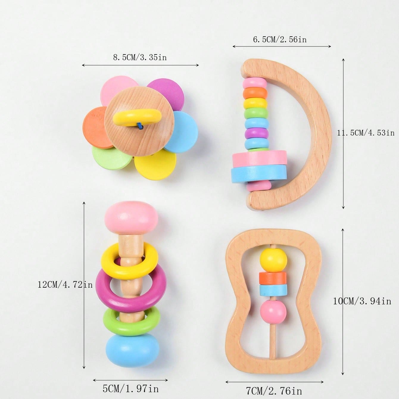 4pcs Wooden Orff Instruments Handheld Rattle Set For Kids, Infant ...