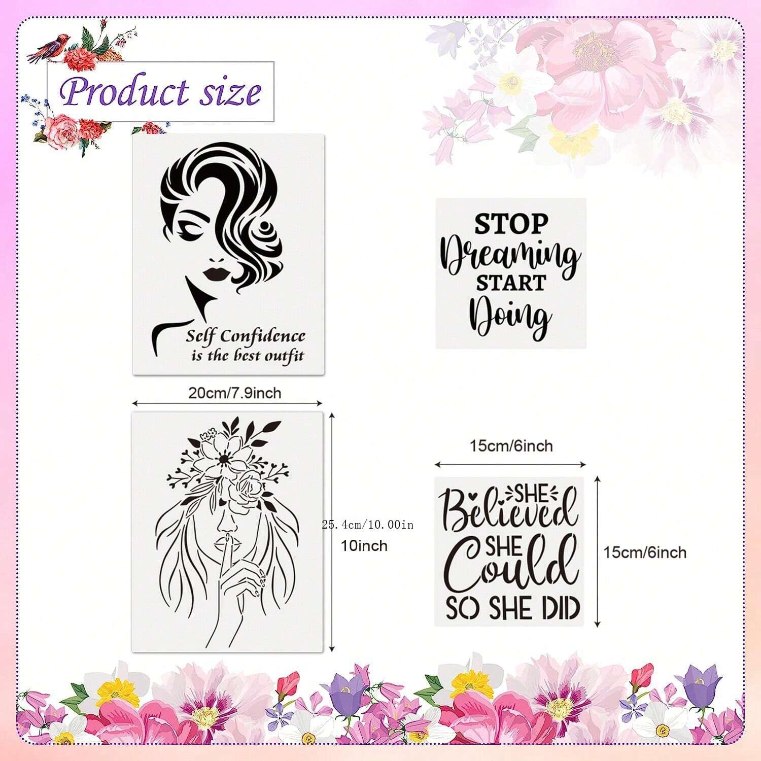 18 Pieces Women Painting Stencil Face Painting Stencil On Canvas Art Stencil Paper Transfers ...