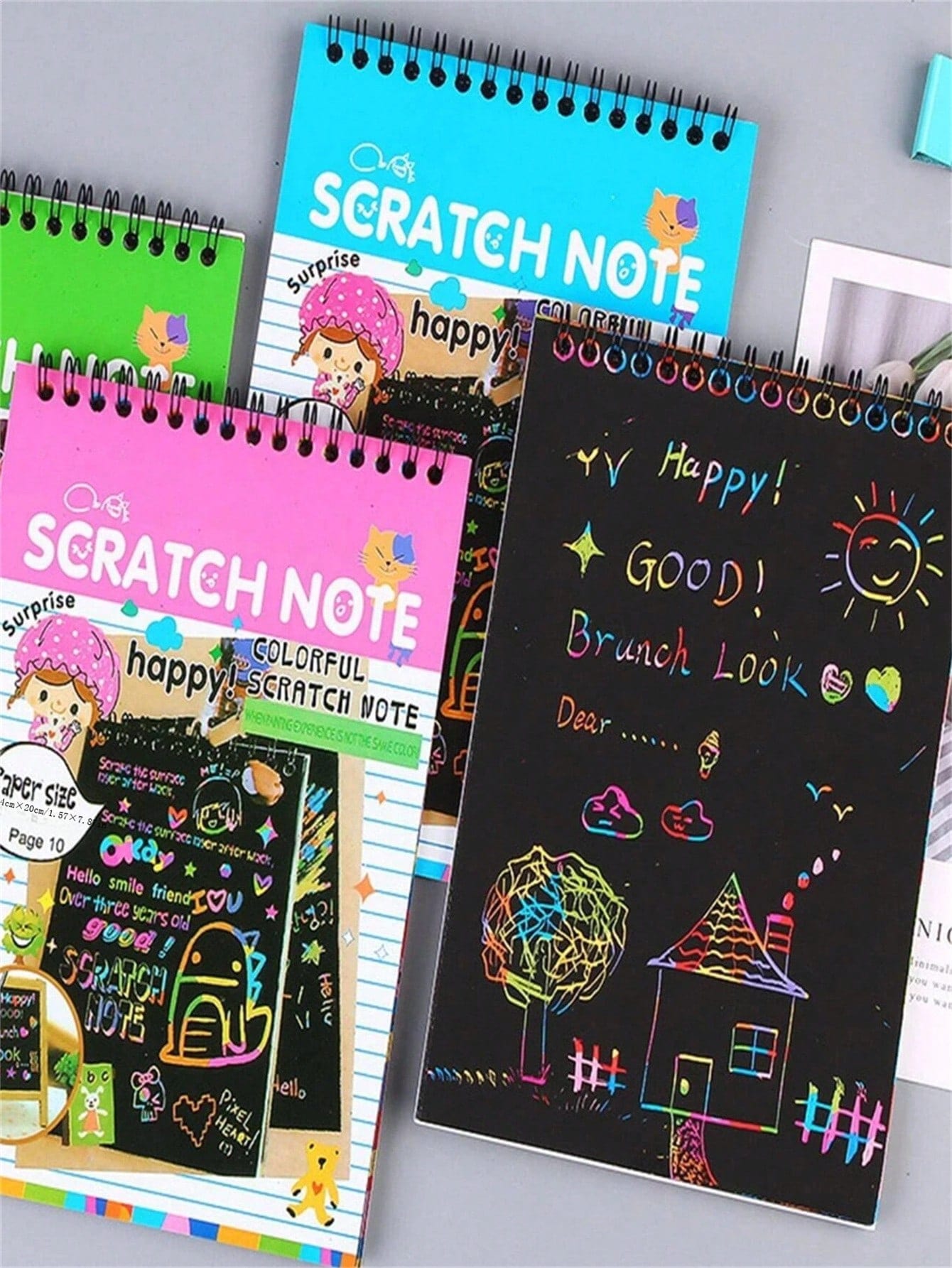 1pc Scratch Art Book, 10 Sheets Scratch Art Paper With 1pc Pen, Black ...