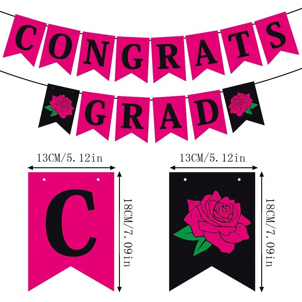 Set, Pink Graduation Decorations 2024, With 1pc Large Congrats Grad ...