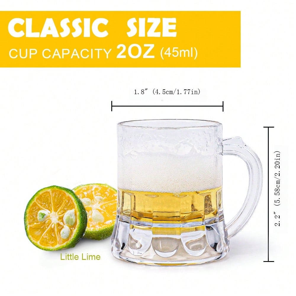 Mini Plastic Beer Mug Shot Glasses With Handles For Party-2.16'' Tall-2 ...
