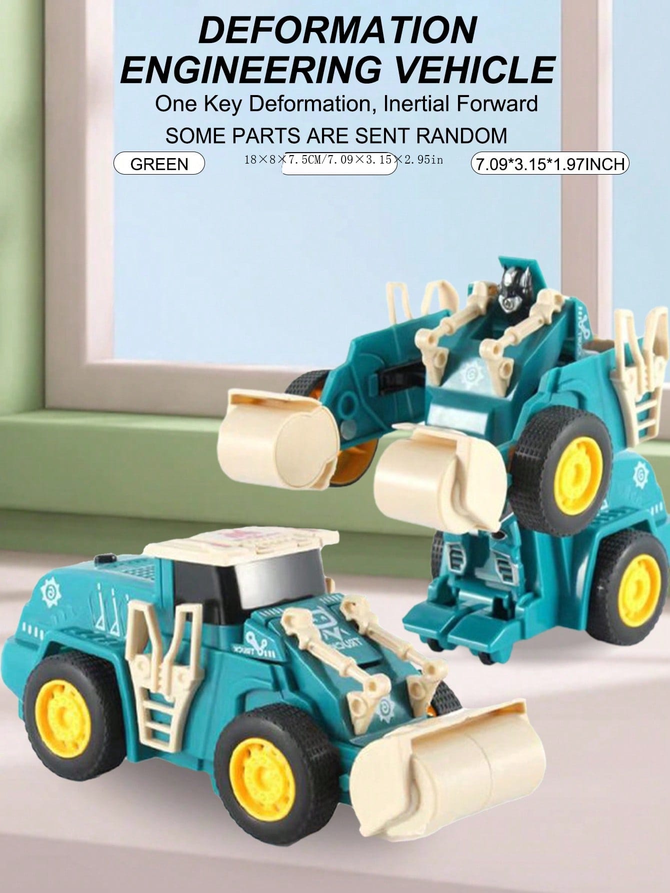 1pc Engineering Vehicle Toy Car That Can Transform By One Button With ...