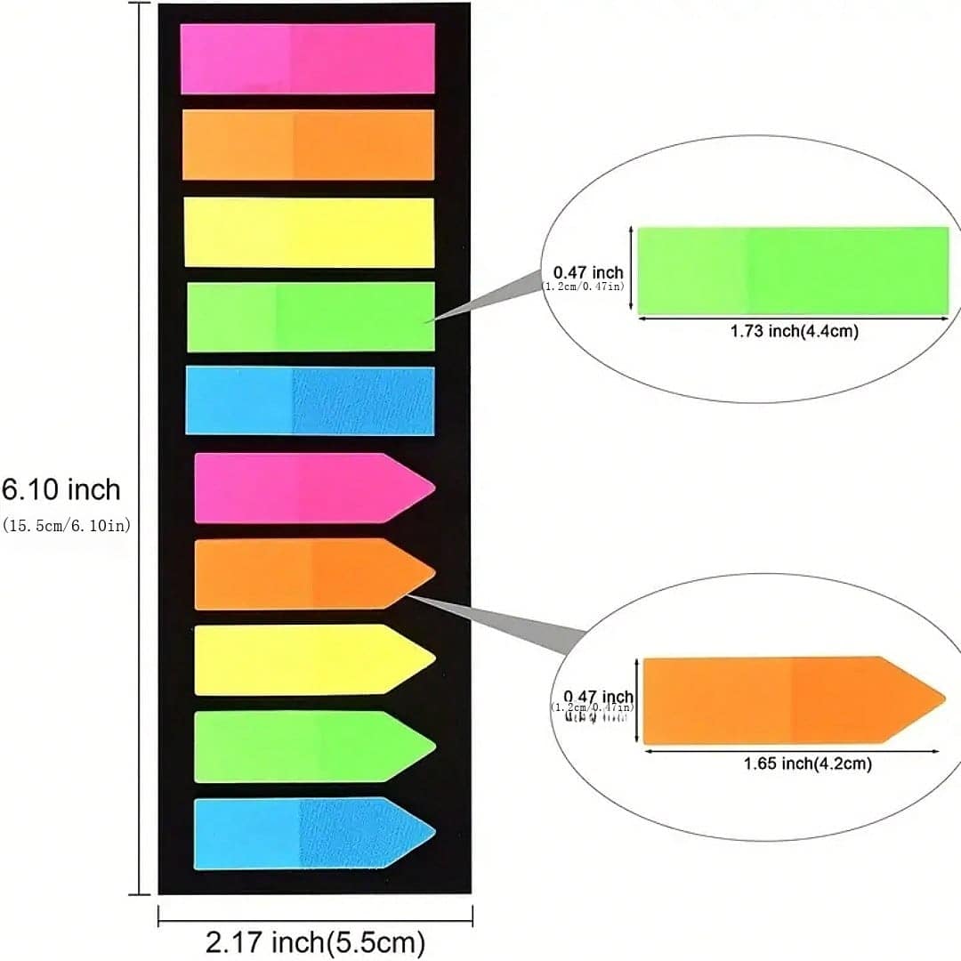 200 Sheets Of Pet Fluorescent Memo Pad Index Sticker, Student ...