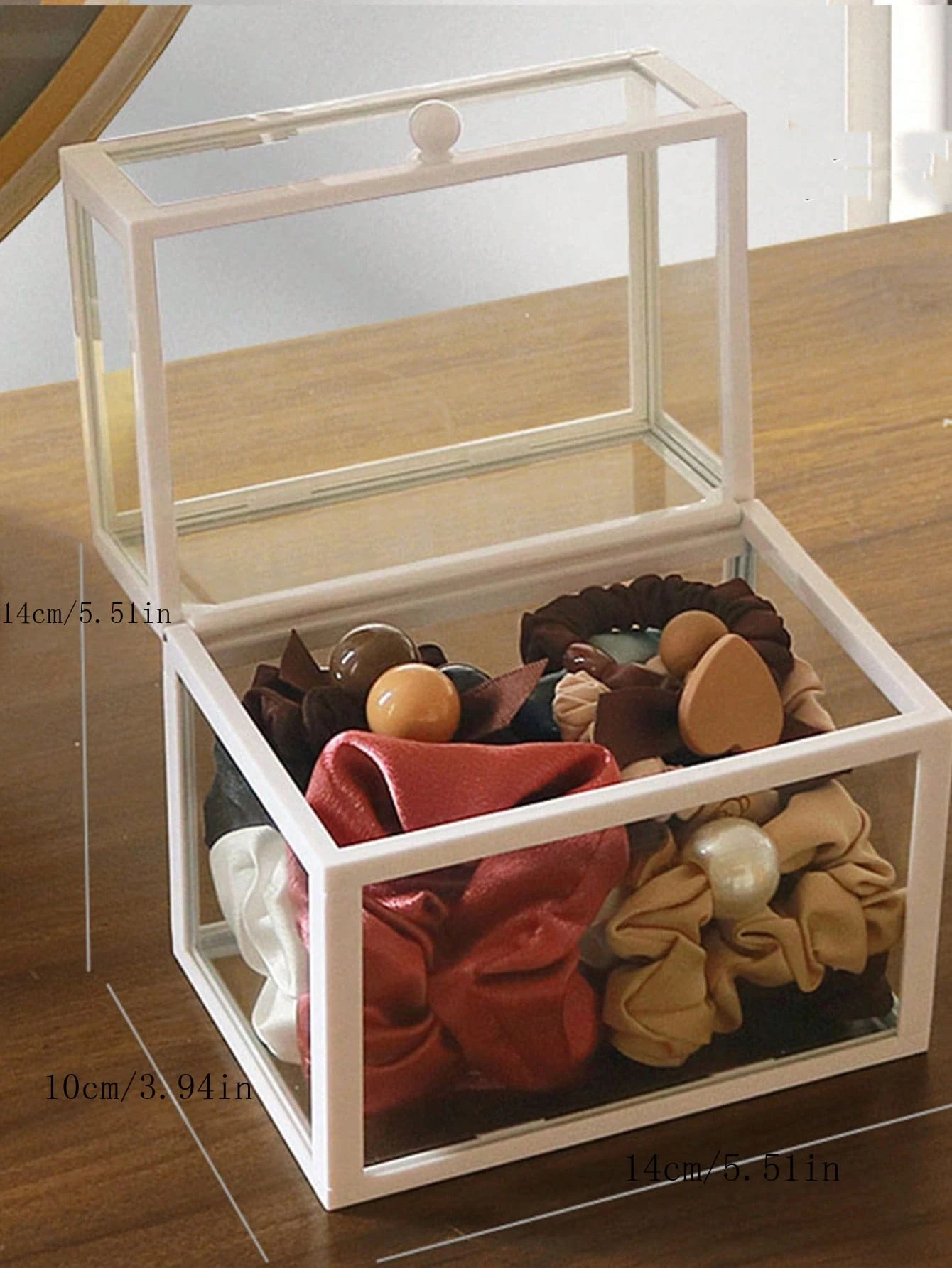 Transparent Glass Desktop Hair Accessories Storage Box, Elegant ...