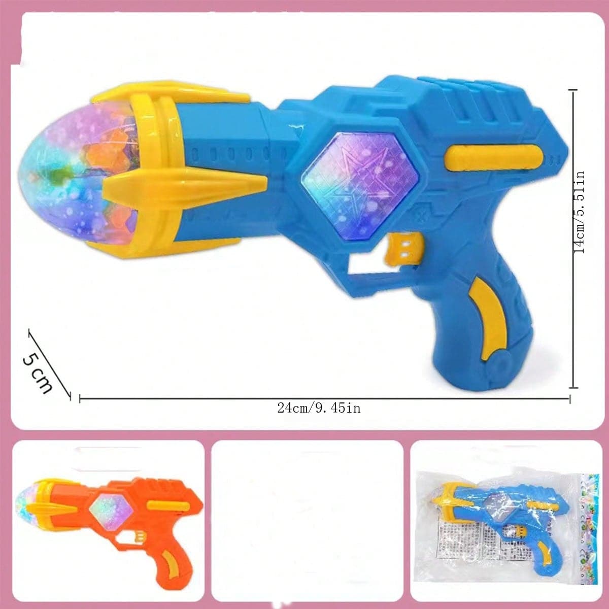 1pc Colorful Flashing Rotating Projection Toy Gun With Light And Music ...