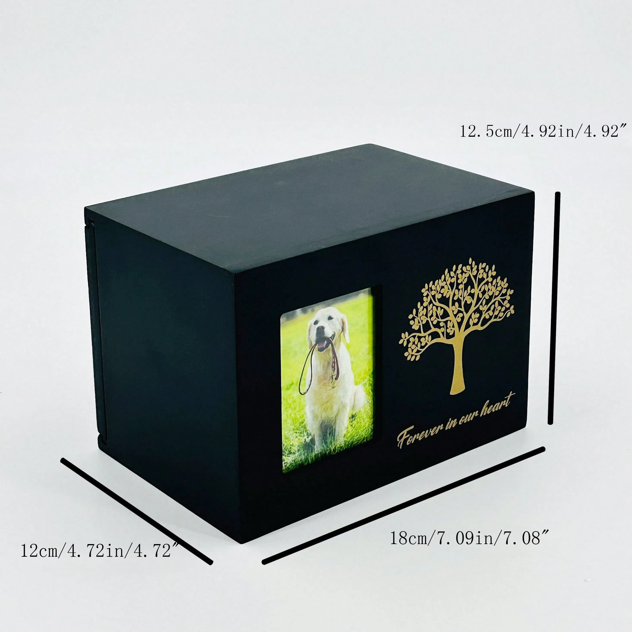 1pc Black Cremation Box With Tree Of Life Design, Wooden Pet Memorial ...