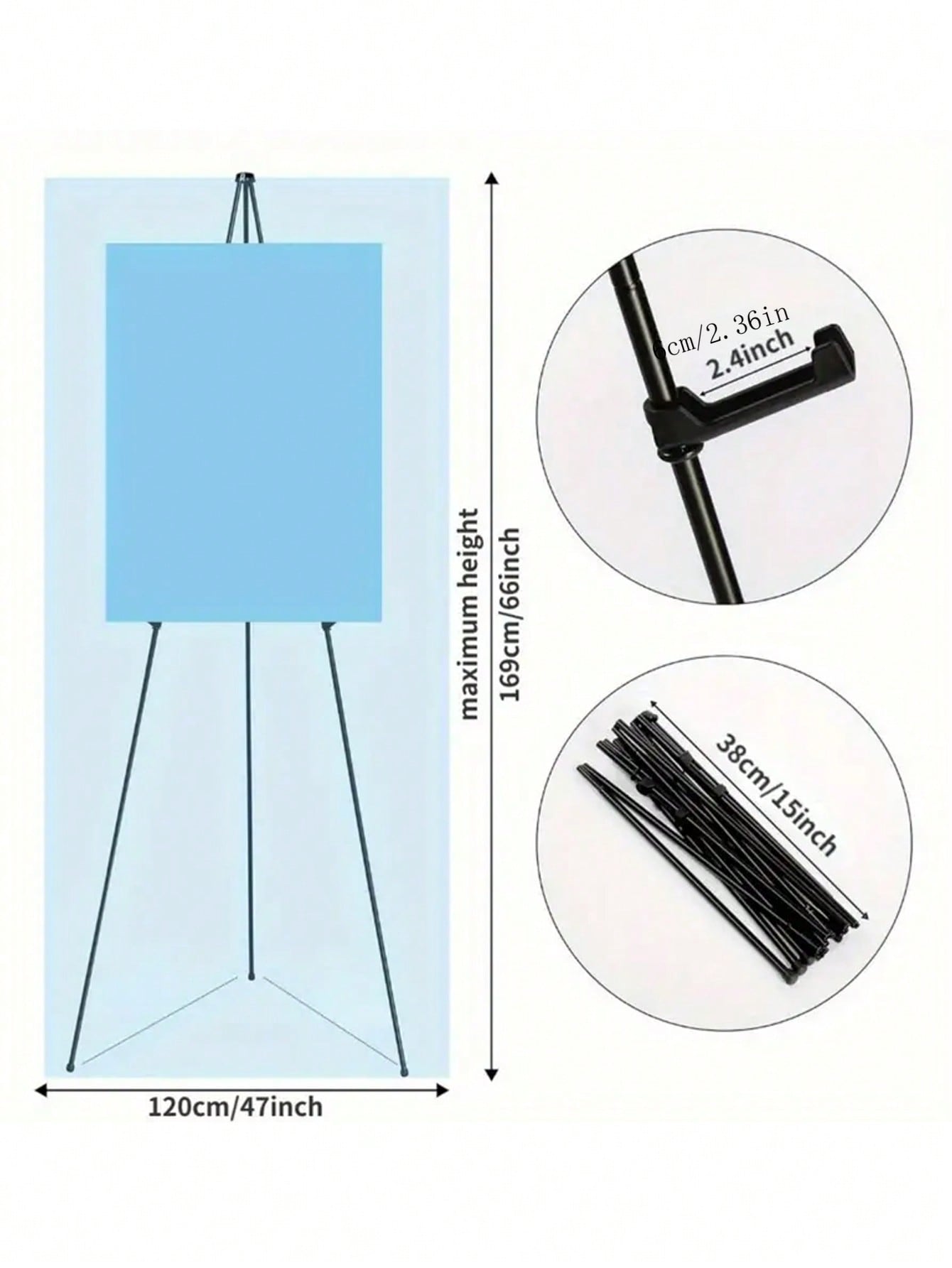 1Pc Foldable Easel Stand For Display Floor Easels For Signs Black ...