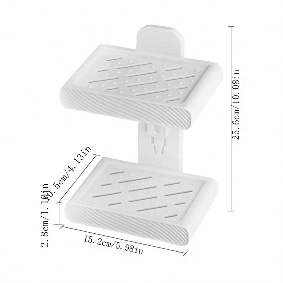 Double Layered Soap Box Perforated Wall Mounted Storage Drainage Rack ...