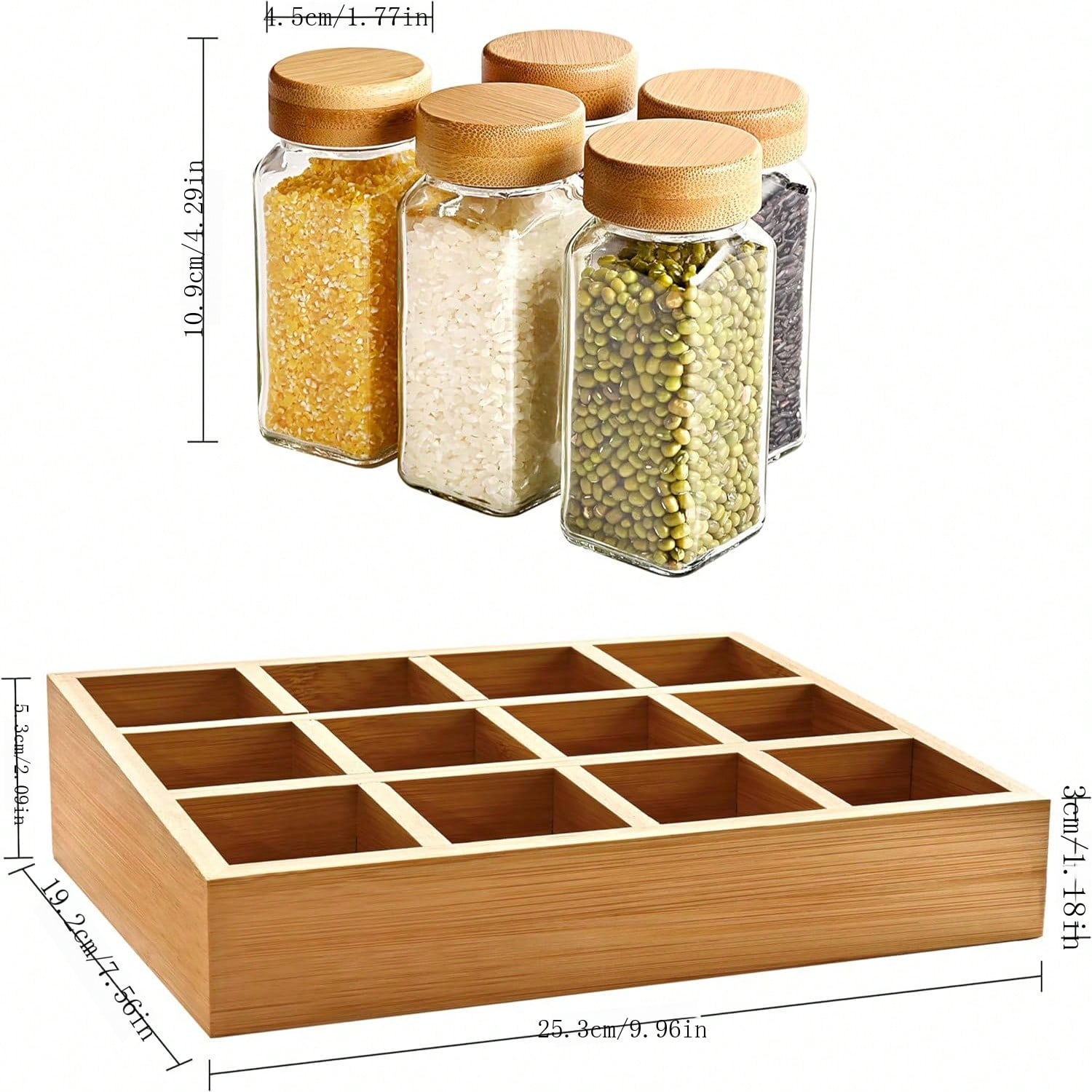 Bamboo Spice Rack For Kitchen, Wooden Spice Rack For Cabinet Or ...