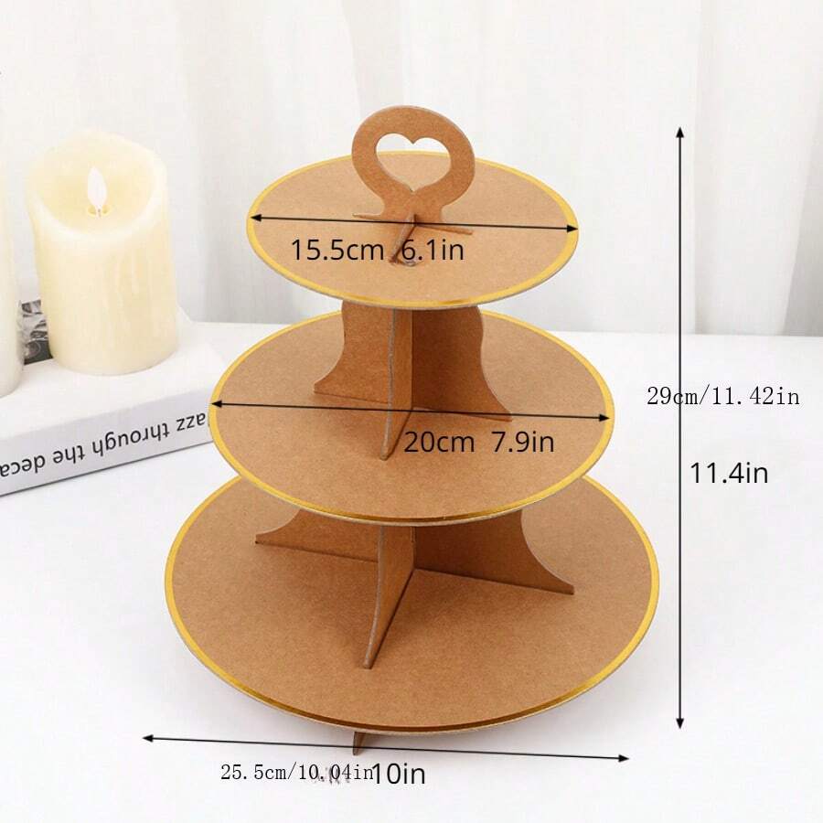 Mini Beige Round Edged Gold Foil Stamping Cake Stand For Multi-Tiered ...