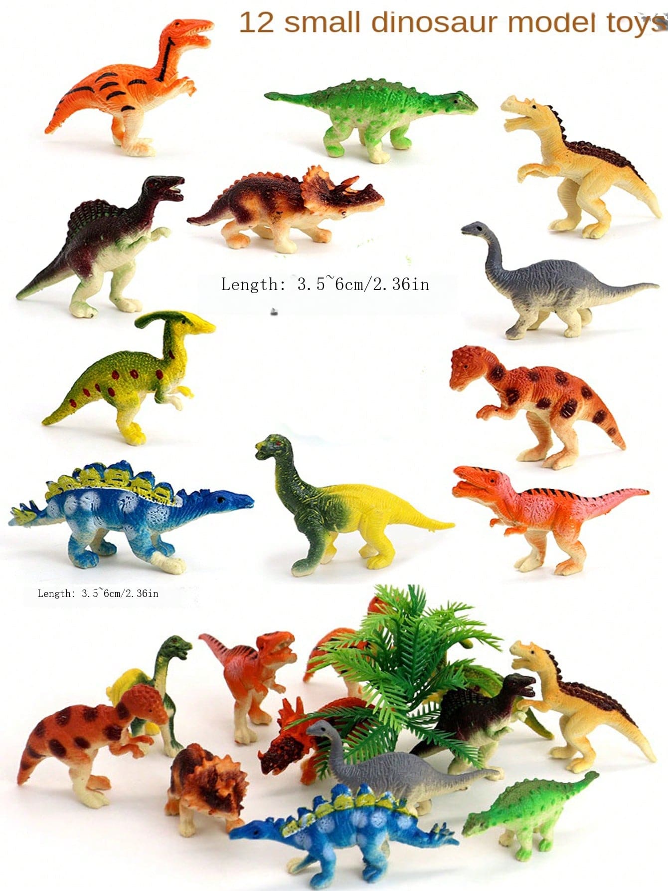 Set Of 12 Adorable Miniature Dinosaur Model Toys, Including Stegosaurus ...