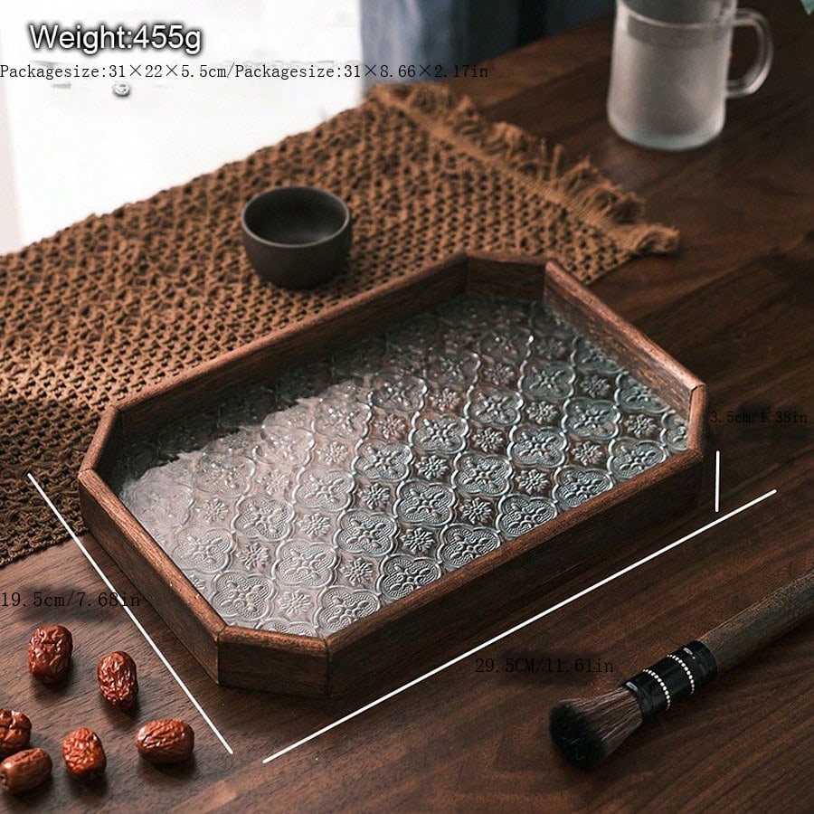 Vintage Glass Tray With Peony Pattern, Tray For Cup And Tea, Antique ...