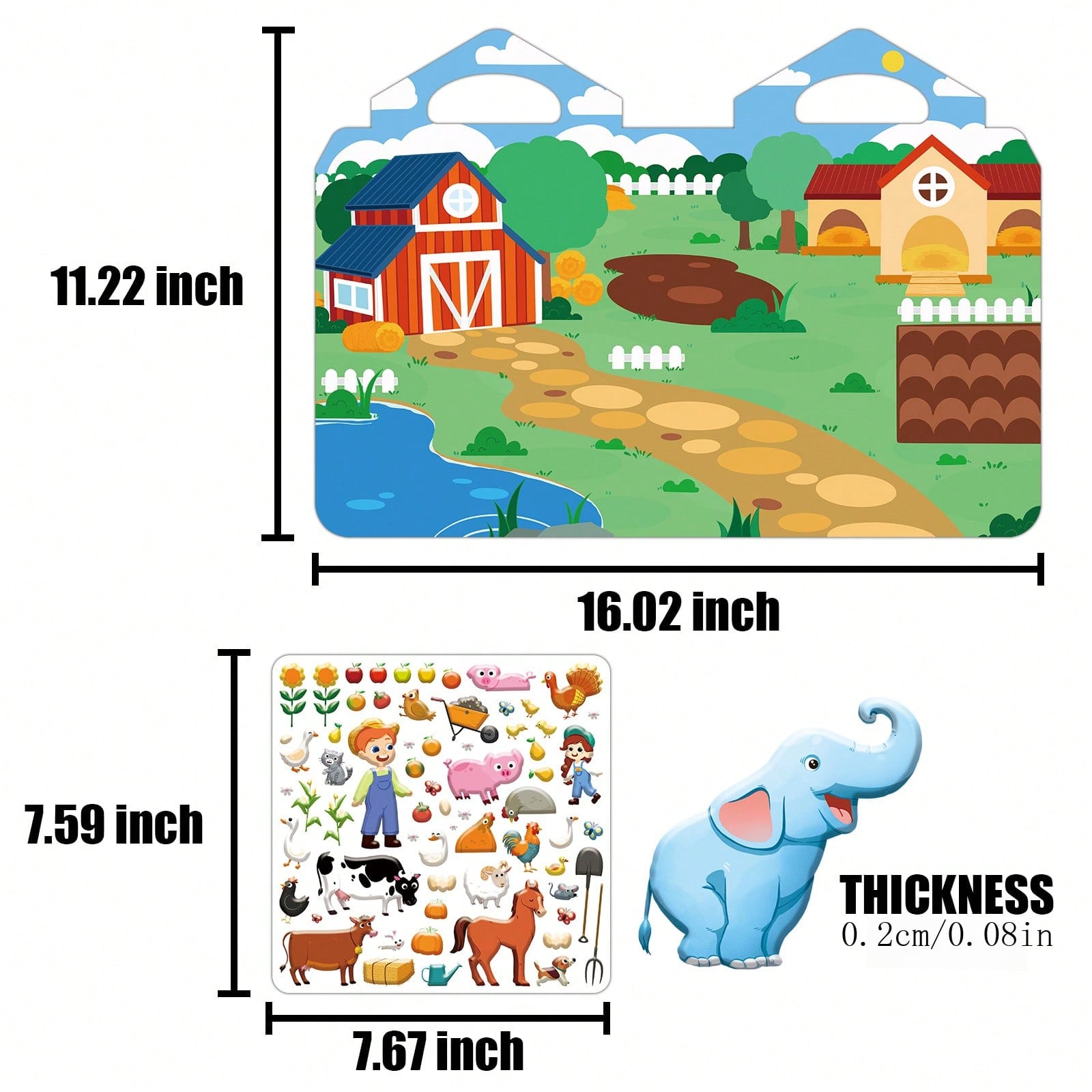 Puffy Sticker Play Set -2 Fold-Out Scenes - Restickable Farm Animals ...