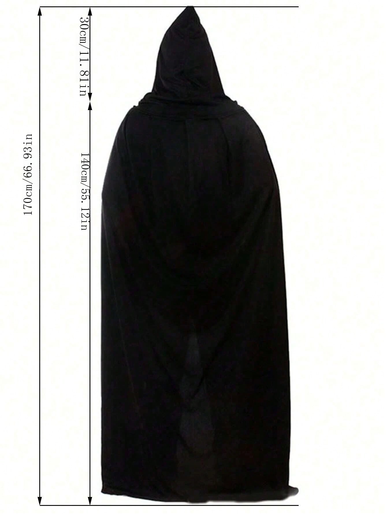 1pc Unisex Adult Black Halloween Costume Cape, Single Layer With Hood ...