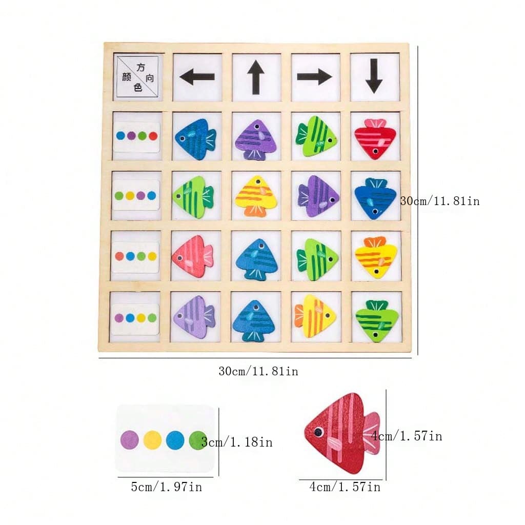 Montessori Wooden Puzzle Toys For Toddlers, Color And Direction Sorting ...