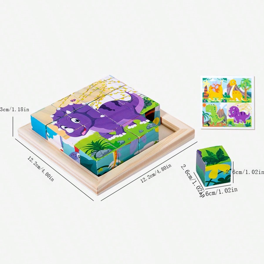16pcs 3d Wooden Jigsaw Puzzle Cube Toy With Different Graphics ...