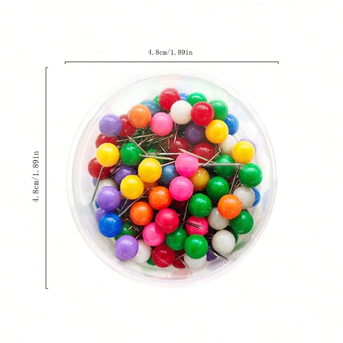 100pcs Colorful Push Pins Map Tacks Marking Pins Plastic Beads Heads 10 ...