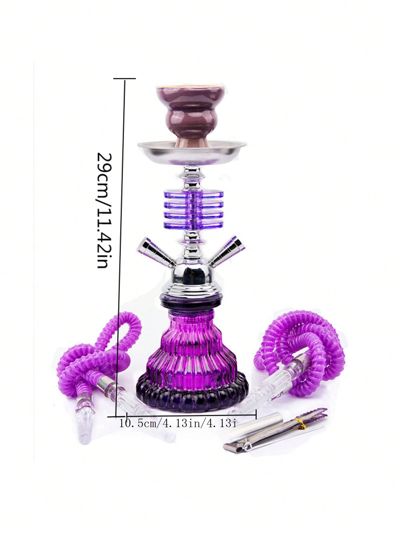 Arabic Shisha Set With Four Layers Purple Dual-Hose Small-Sized Acrylic ...