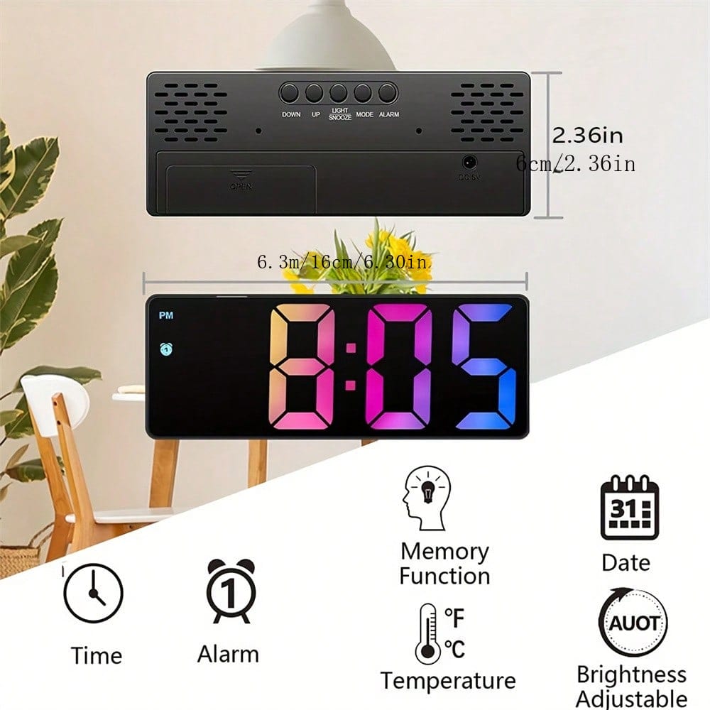1pc, LED Digital Electronic Clock Bedside Alarm Clock, 3-Level ...