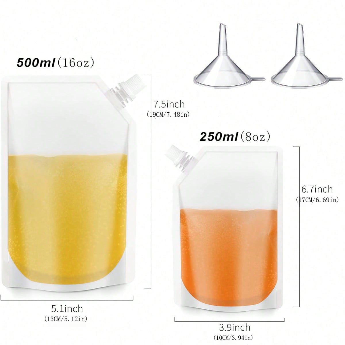 6 Pcs Plastic Flasks Pouches Bulk Reusable Plastic Pouches Leak Proof ...