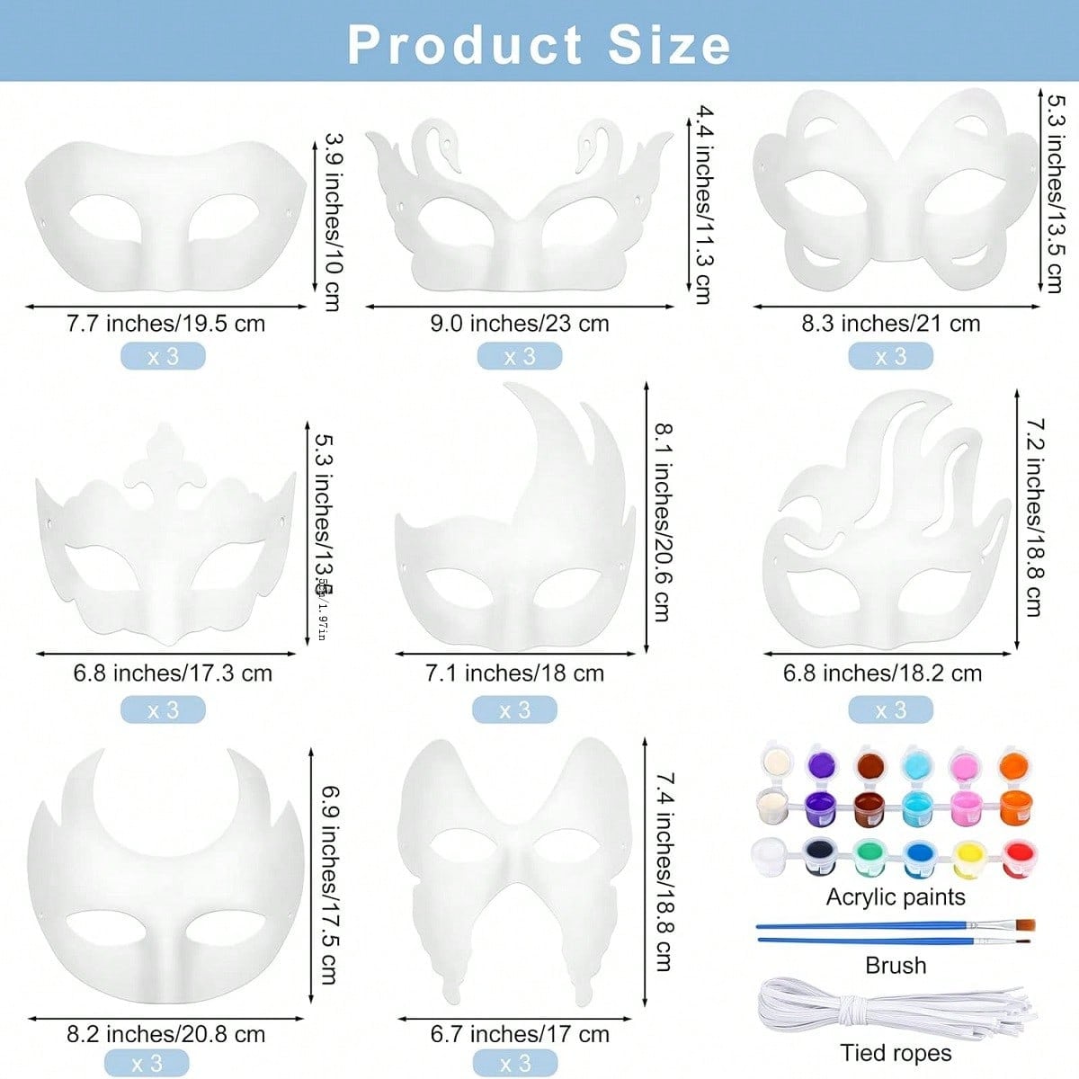 1PC White Paper Mask Half-Face Masquerade Party Mask DIY Hand-Painted ...