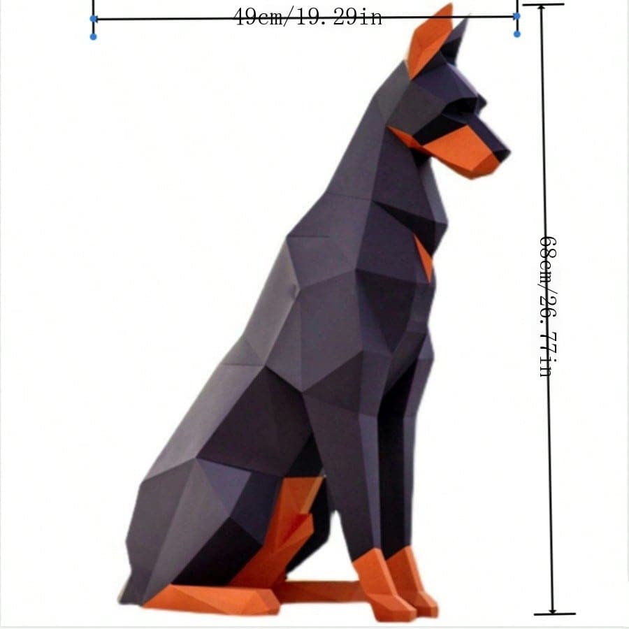 68cm Diy Paper Model Of Black Doberman Geometric Art Home Decoration ...