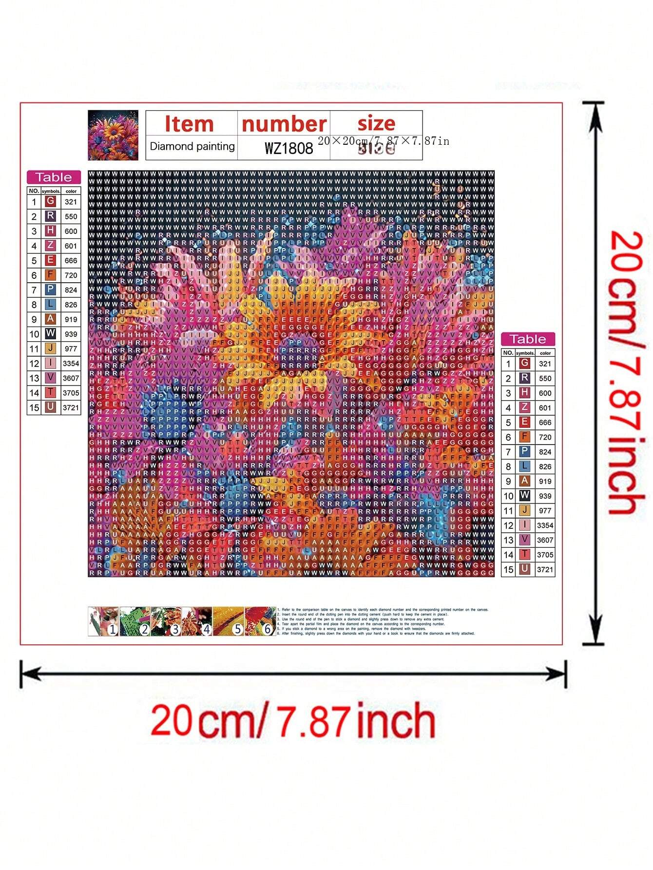 DIY Diamond Painting Floral Landscape Art Home Gift Set, 20x20cm ...