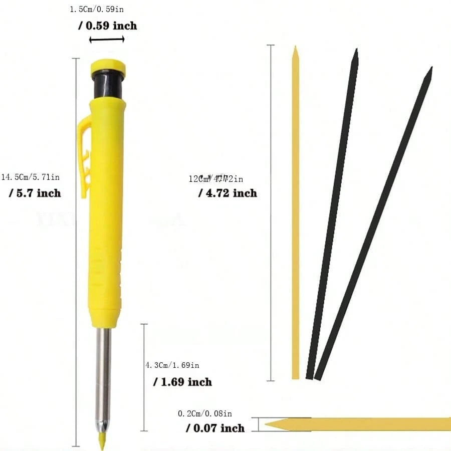 2.8mm Solid Carpenter Pencil Set Built-In Sharpener With Refills ...