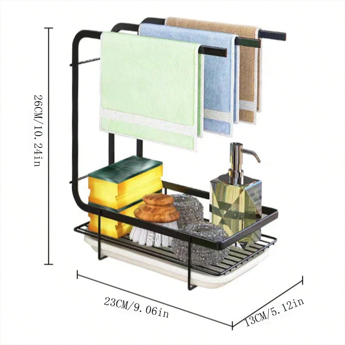 Kitchen Rag Holder Wall-Mounted Water-Draining Storage Rack Without ...