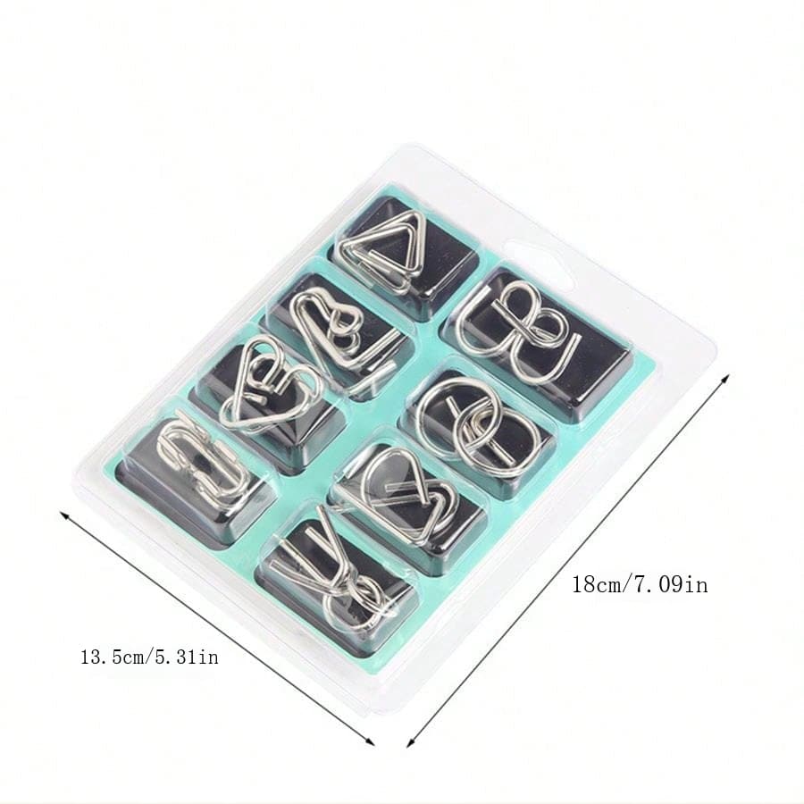 Set Of 8 Brain Teaser Puzzles - Assorted Styles And Sizes, Portable And ...